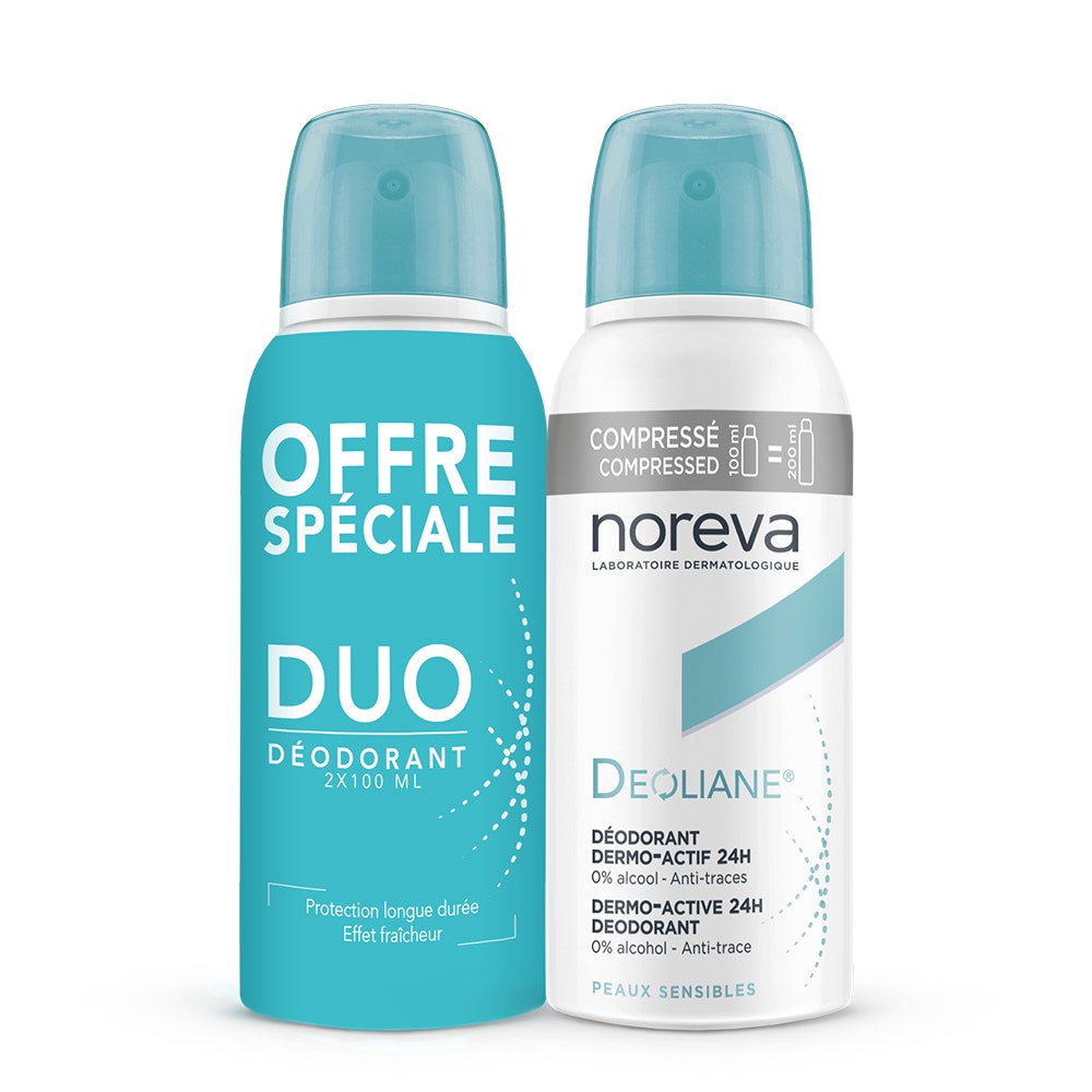 Noreva Deoliane Déodorant spray dermo-actif 24H 2x100ml - Easypara