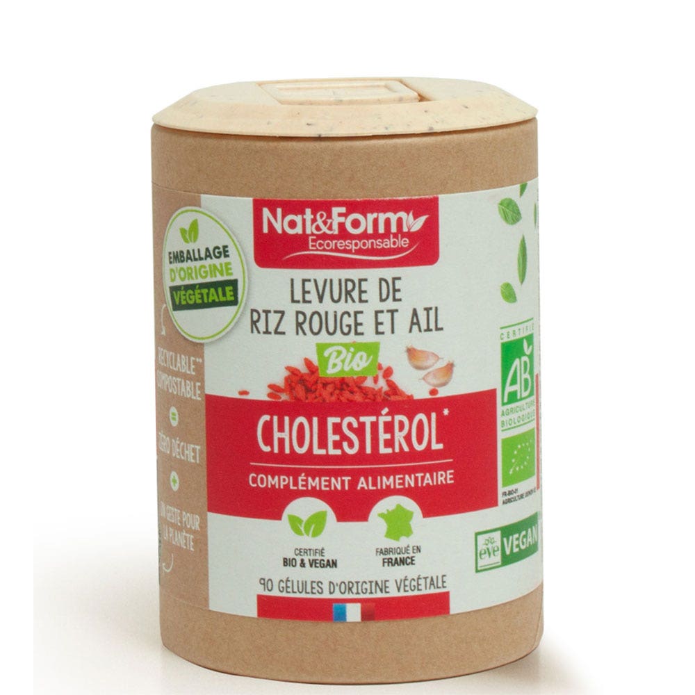 Nat&Form Levure de riz rouge et ail Bio Cholestérol 90 gélules - Easypara