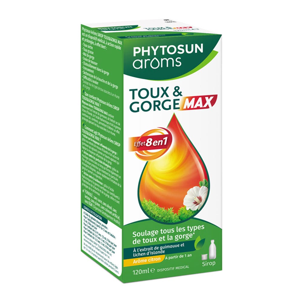 Phytosun Aroms Sirop Toux et Gorge Effet 8 en 1 120ml - Easypara
