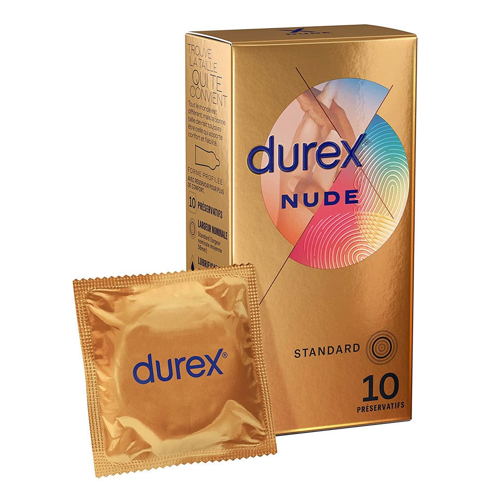 Durex Nude Préservatifs Ultra fin Sensation Peau contre Peau x10 - Easypara