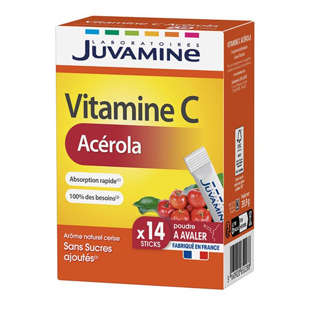 Juvamine Vitamine C Acerola 14 Sticks à Avaler - Easypara