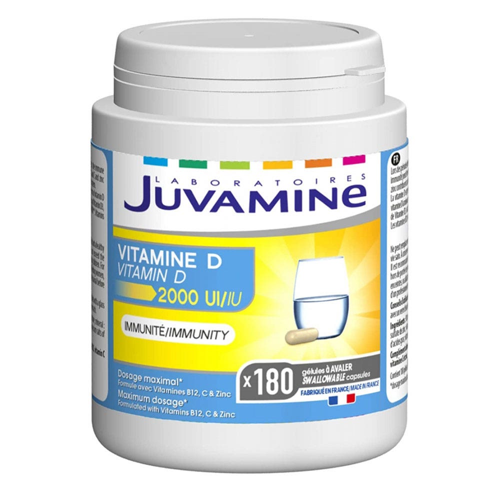Juvamine Vitamine D 2000 UI 180 Gélules - Easypara