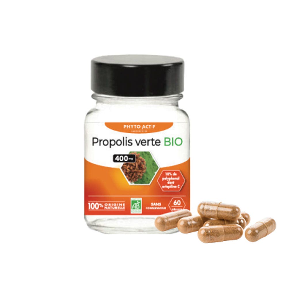 Phyto-Actif Propolis verte bio 400 mg titrée en artepilline-C 60 ...