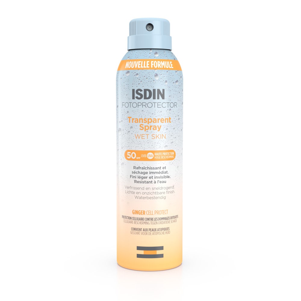 Isdin Transparent Wet Skin Spray Crème solaire corps SPF50 ...