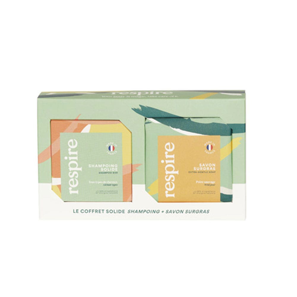 Respire Coffret Solide Shampooing solide 75g + Savon solide 100g - Easypara