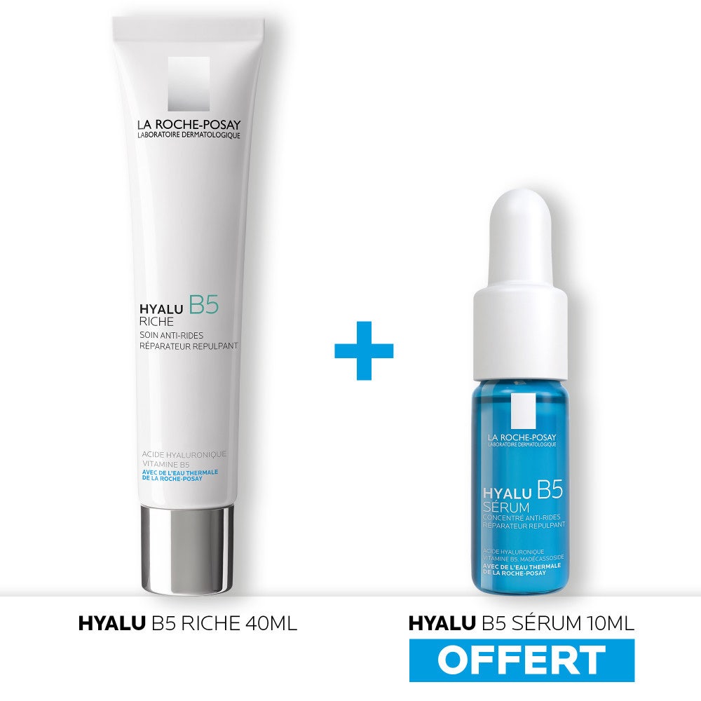 La Roche-Posay Hyalu B5 Soin Riche Anti-rides Réparateur Repulpant 40ml + Sérum 10ml - Easypara