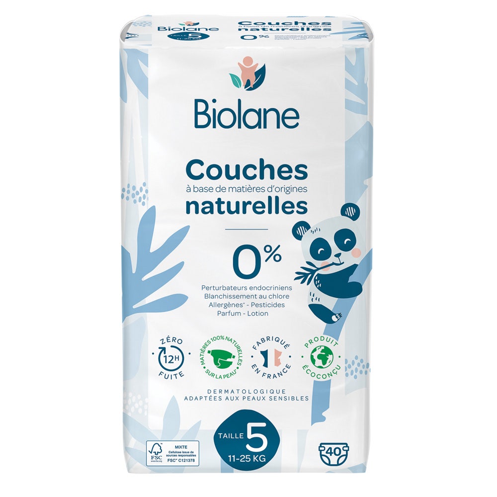 Biolane Couches naturelles 11 à 25 kg - Taille 5 x 40 - Easypara