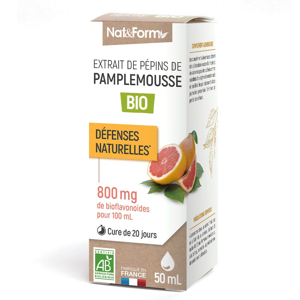 Nat&Form Extrait de Pépins de Pamplemousse Bio Défenses Naturelles 50ml ...