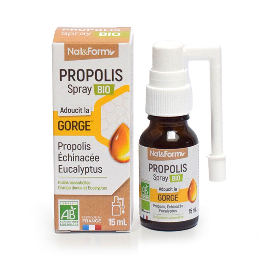 Nat&Form Propolis Spray Bio Adoucit la Gorge 15ml - Easypara