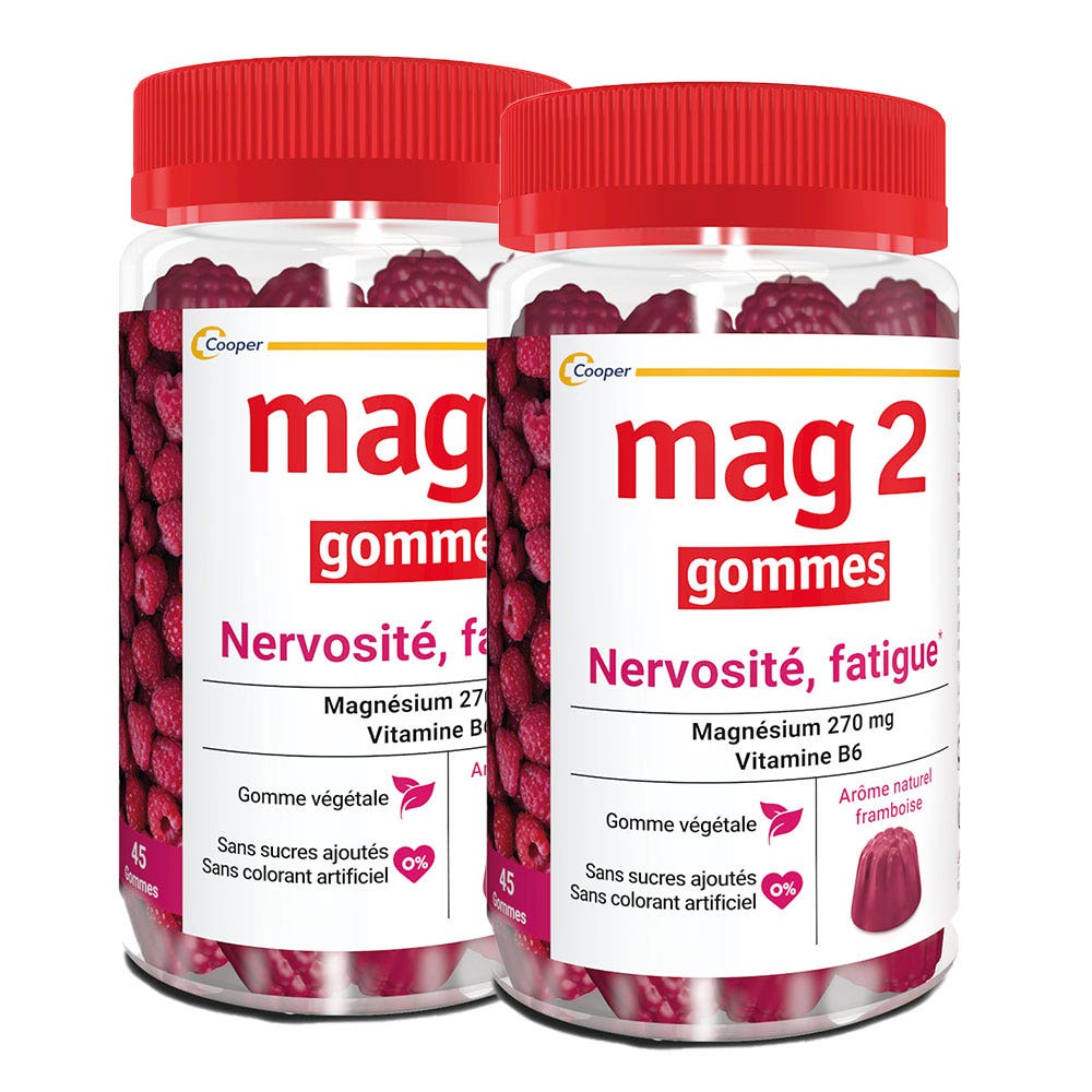 Mag 2 Magnesium + Vitamine B6 Framboise 2x45 Gummies - Easypara