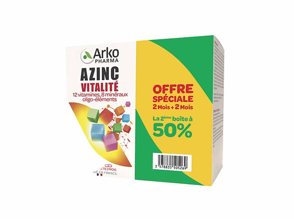 Arkopharma Azinc Vitalité Vitamines C & E, Zinc Dès 15 Ans 2x120 ...