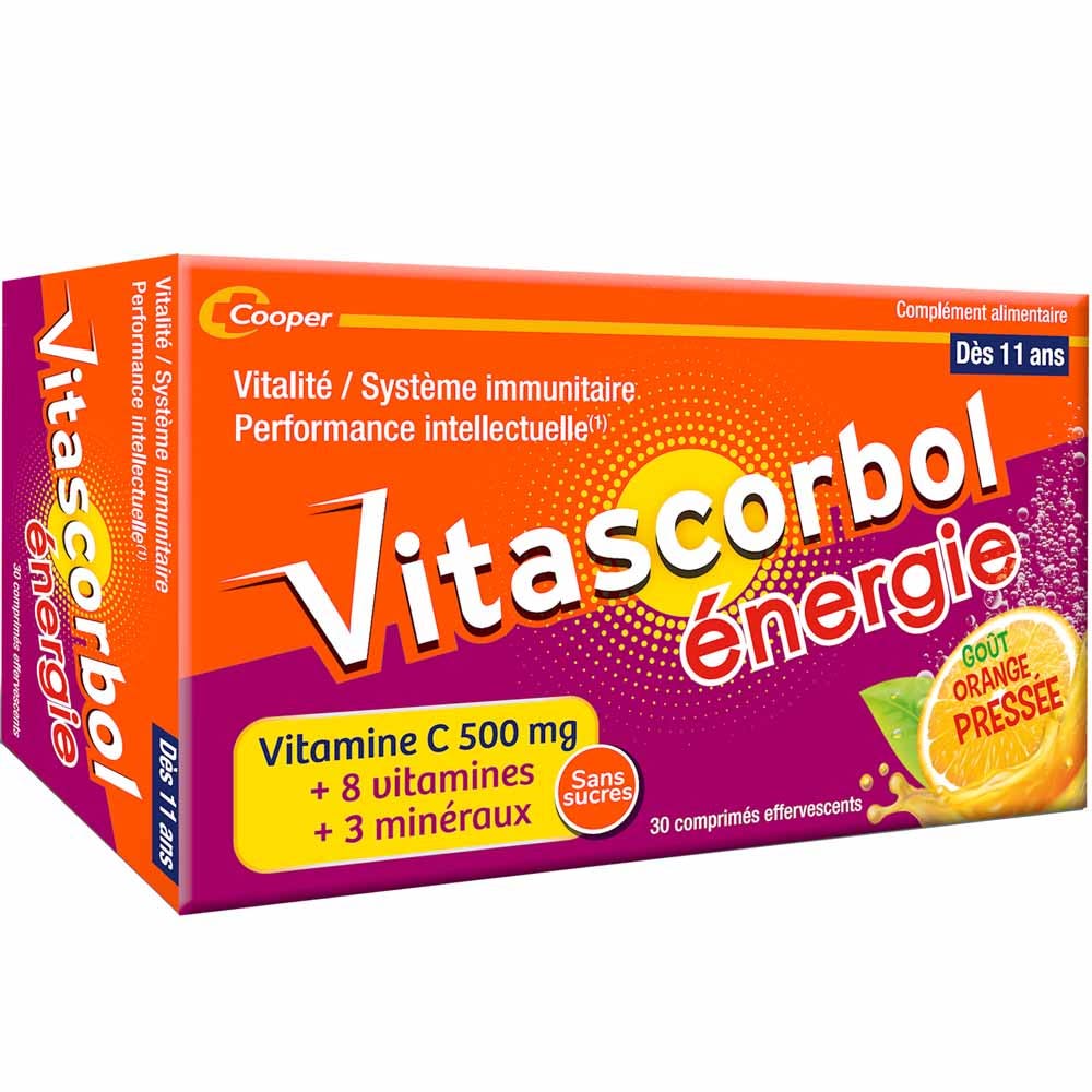 Vitascorbol Energie 8 vitamines et 8 minéraux Goût Orange pressée 30 ...