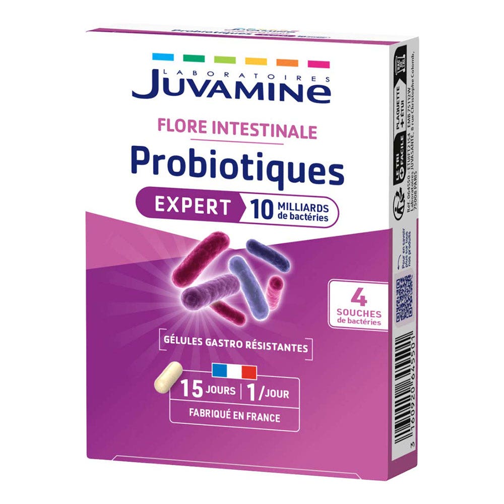 Juvamine PROBIOTIQUES EQUILIBRE 4 souches Digestion 15 gélules - Easypara