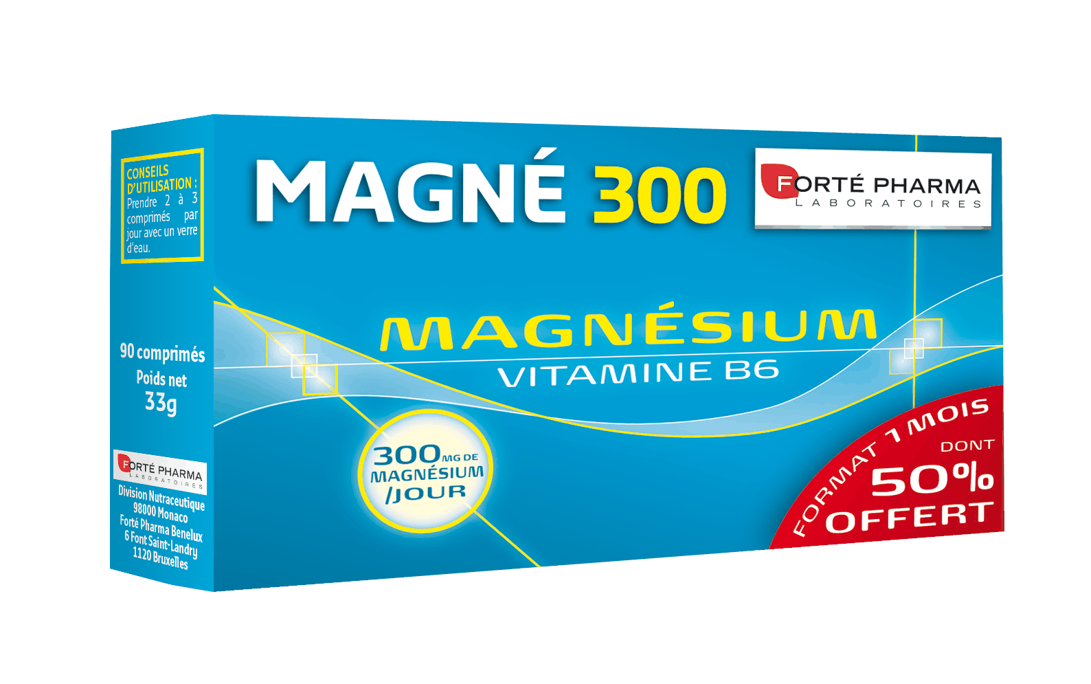 Forté Pharma Magne 300 - 90 Comprimes - Easypara