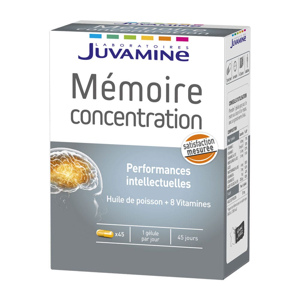 Juvamine Memoire Concentration 45 Gelules - Easypara