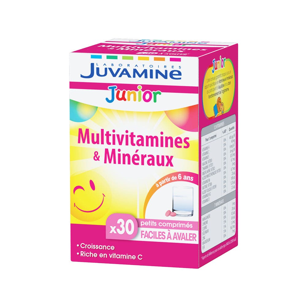 Juvamine Junior Multivitamines Et minéraux 30 Comprimes A Avaler ...
