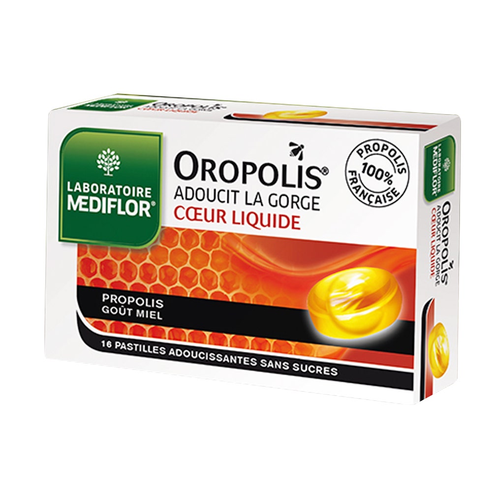 Mediflor Oropolis Propolis Coeur Liquide Gout Miel 16 pastilles - Easypara