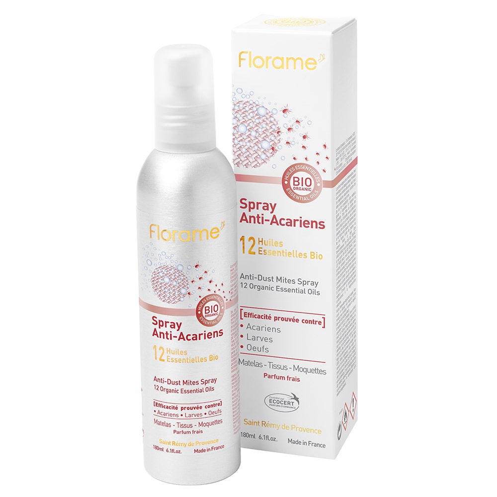 Florame Spray Anti-acariens Bio Aux 12 Huiles Essentielles 180ml - Easypara