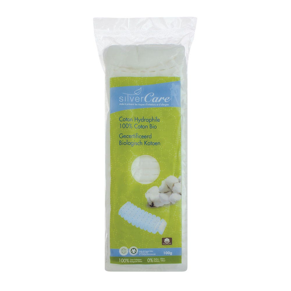 Silver Care Coton hydrophile en coton bio 100g - Easypara