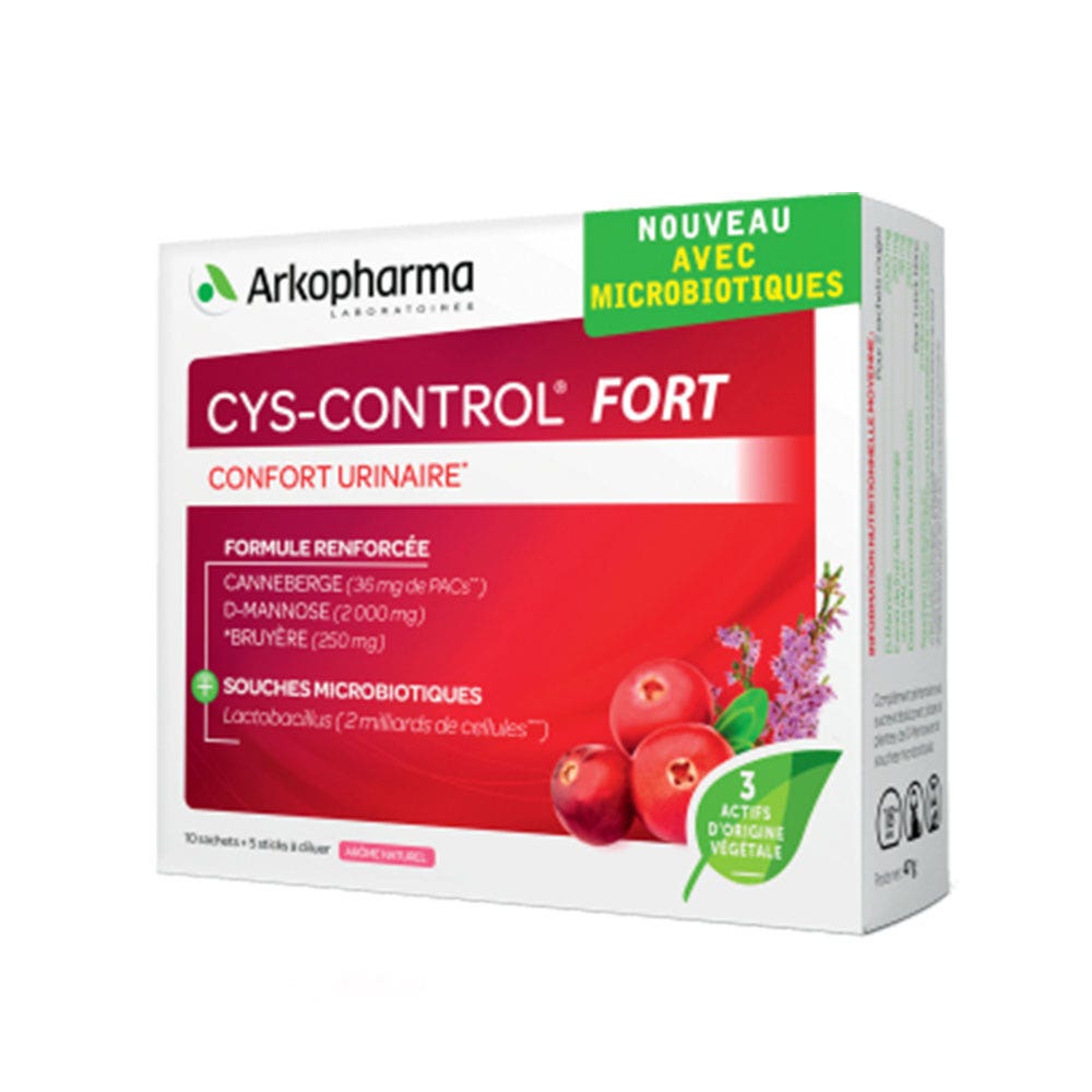 Cys-Control Fort Confort Urinaire 10 Sachets + 5 sticks - Arkopharma ...