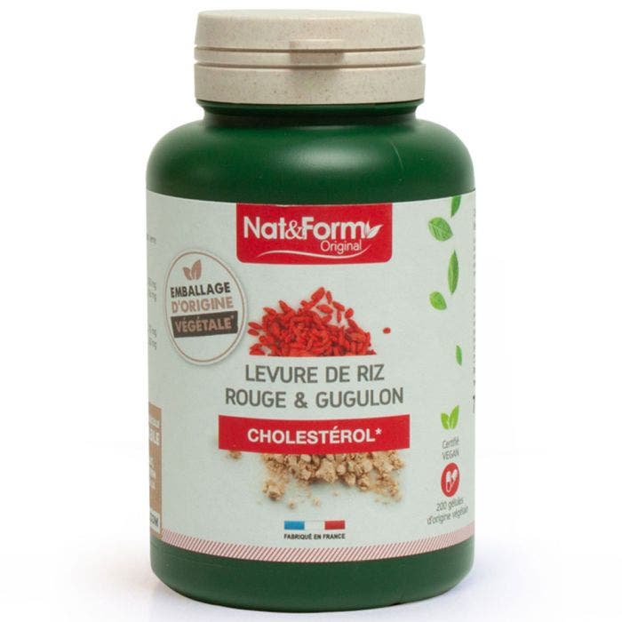 Levure de Riz Rouge et Gugulon 200 gélules- Nat&Form - Easypara