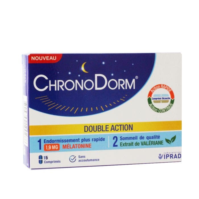 Double Action Melatonine 15 Comprimes 1.9mg- Chronodorm - Easypara
