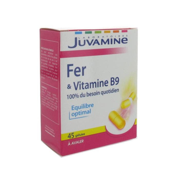 Fer & Vitamine B9 45 Gelules - Juvamine - Easypara