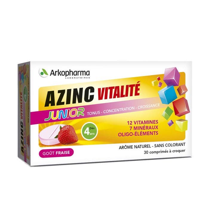 Vitamines C & E, Zinc Azinc 30 comprimés-Junior Goût Fraise Arkopharma ...