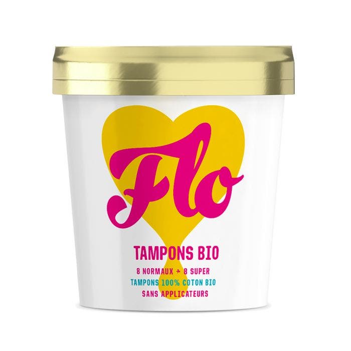 Tampons en coton Bio sans applicateurs x16- HereWeFlo - Easypara