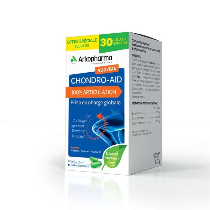 100% Articulations Chondro-Aid 120 gélules- Arkopharma - Easypara