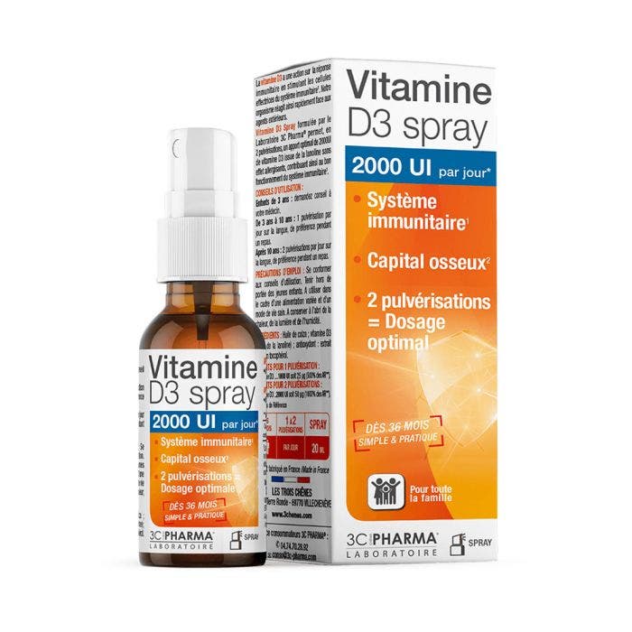 Spray Vitamine D3 2000UI 20ml- 3C Pharma - Easypara